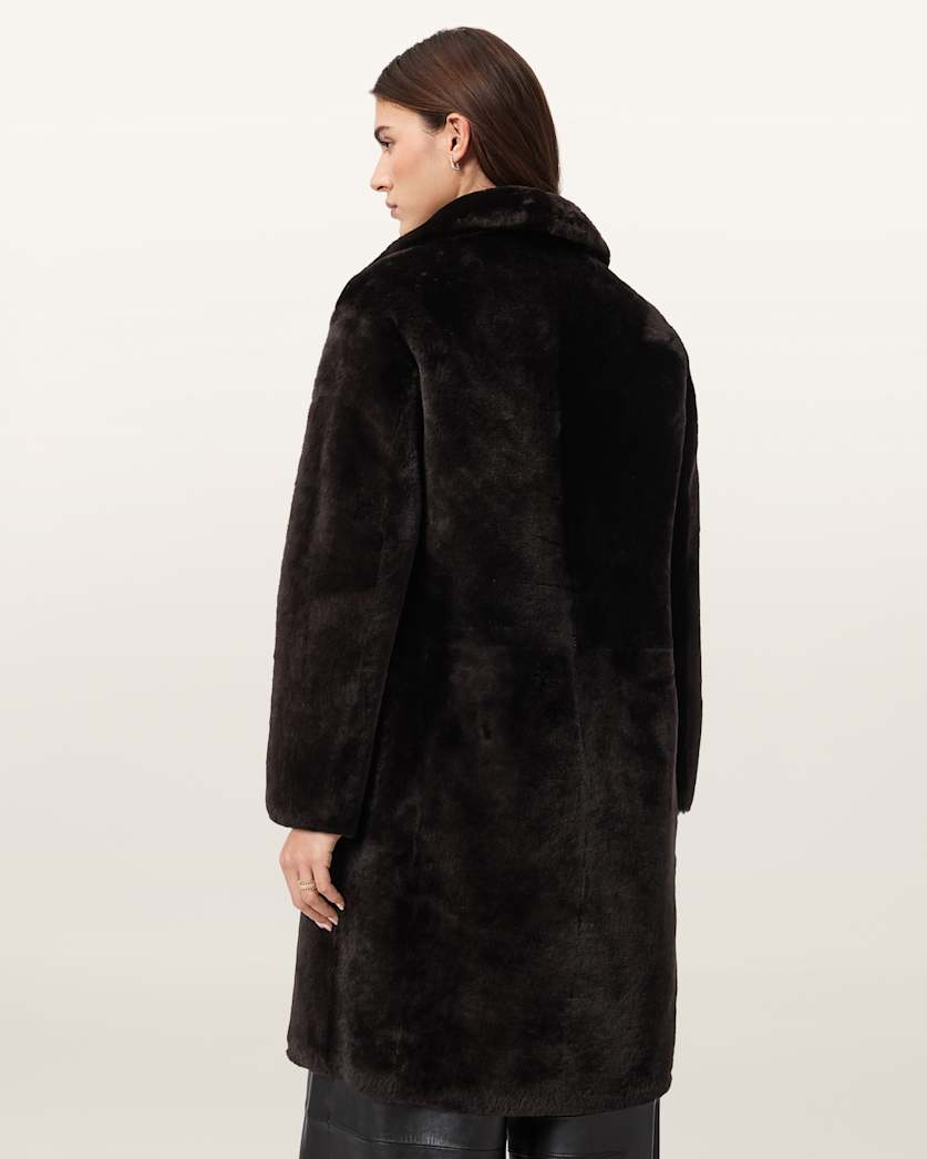 Serra Reversible Shearling Coat Bitter Brown | ALLSAINTS Canada